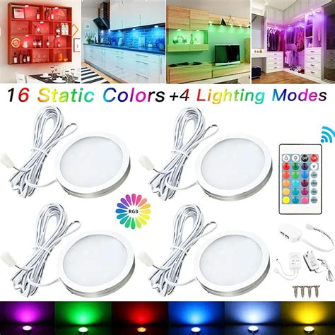 Rgb Led 언더 캐비닛 레이어 선반 랙 조명 12v 무선 디밍 원격 제어 색상 변경 주방 카운터 옷장 책장캐비닛 라이트 Aliexpress
