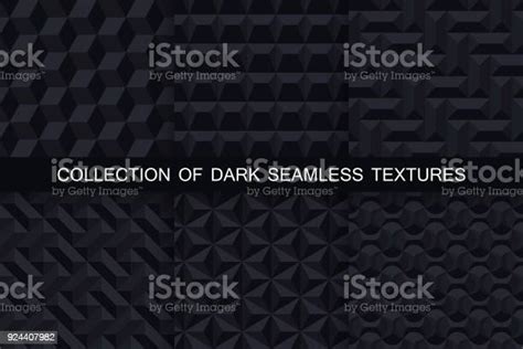 어두운 완벽 한 기하학적 질감의 컬렉션입니다 3d 패턴 블랙 0명에 대한 스톡 벡터 아트 및 기타 이미지 0명 3차원 형태