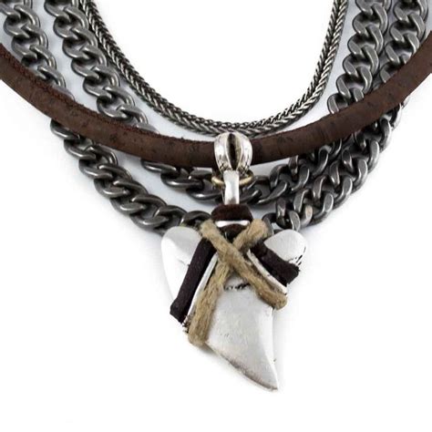 Necklace With Metal Tooth And Iron Chains Nc 1016 Unique Necklaces
