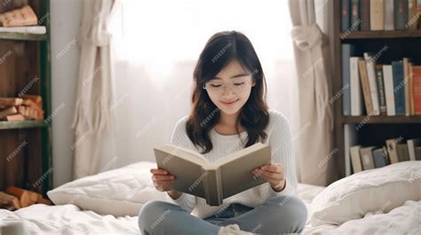Premium Photo Korean Young Girl Reading Book