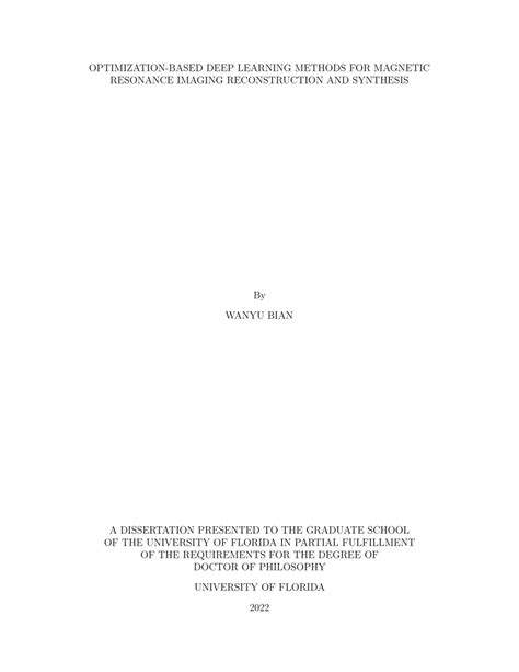 Pdf Dissertation Optimization Based Deep Learning Methods For