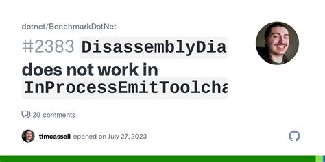 `disassemblydiagnoser` Does Not Work In `inprocessemittoolchain` · Issue 2383 · Dotnet