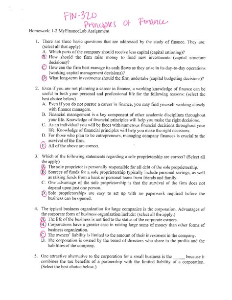 2 1 My Finance Lab Assignment 1 Student Date 1125 Instructor