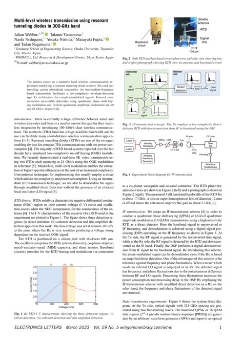 Pdf Multi‐level Wireless Transmission Using Resonant Tunneling Diodes In 300‐ghz Band