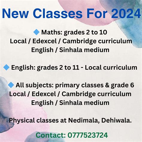 Classes For 2024 Grade 345 Colombo