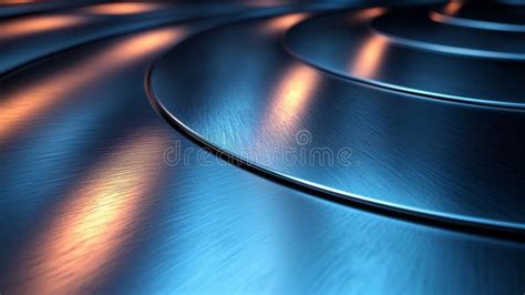 Abstract Background Featuring Brushed Metal Circular Shapes Reflecting Warm Light Creating A
