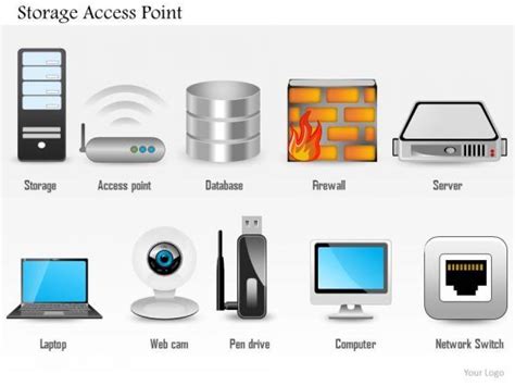 Storage Access Point Ethernet Port Access Point Web Cam Pen Drive Icon Ppt Slides