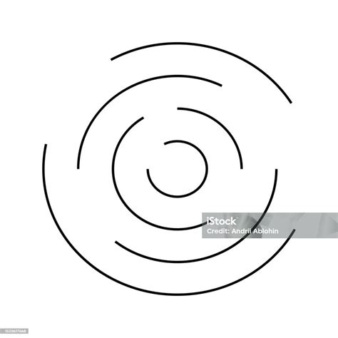 원형 잔물결 아이콘입니다 중단된 선이 있는 동심원 소용돌이 수중 음파 탐지기 또는 음파 햇살 흰색 배경에 격리된 신호 표시