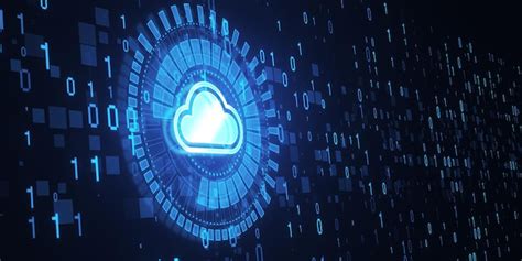 Premium Photo Creative Glowing Cloud Computing Hologram With Binary Coding On Dark Blue