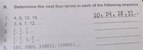 solved b determine the next four terms in each of the following