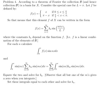 Solved Problem According To A Theorem Of Fourier The Chegg Com