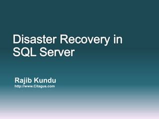 Disaster Recovery With Sql Server PPTX Databases Computer Software And Applications