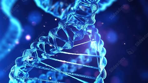 Blue Backdrop Showcasing A 3d Rotating Dna Structure Powerpoint