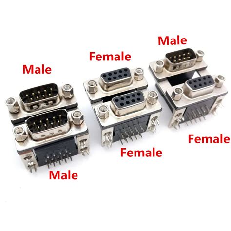 Double Dr9 Db9 Mixed D Sub Female To Female Male To Male Female To Male Connector 90 Degree