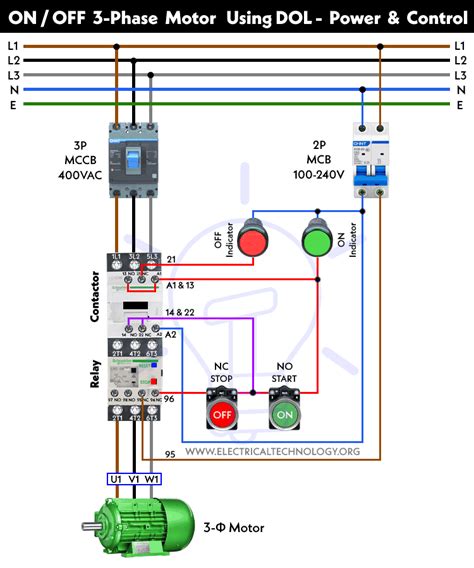 On Off Control Of A 3 Phase Motor Using A Dol Starter Artofit