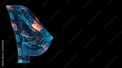 Vidéo Stock 3d Female Breast Scan Breast Scanning Interface Hud Woman Breast Analyze Medical