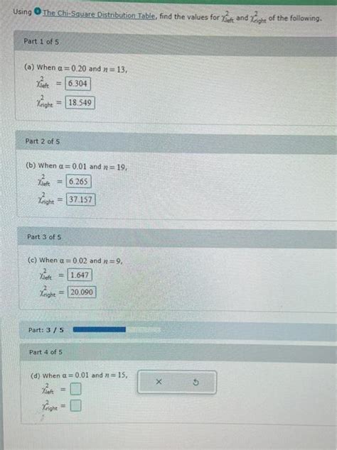 Solved Using 3 The Chi Square Distribution Table Find The