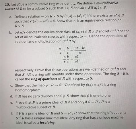 solved 20 let r be a commutative ring with identity we