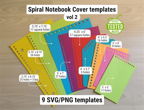 Notebook Template Svg Spiral Notebook Cover Templates 9 Svg Etsy