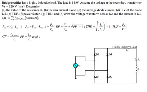 solved bridge rectifier has a highly inductive load the