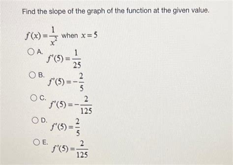 Solved Find The Slope Of The Graph Of The Function At The Chegg Com