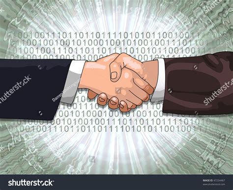 Hands Shaking Binary Code Background Stock Illustration Shutterstock