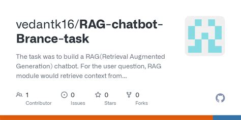 Github Vedantk16rag Chatbot Brance Task The Task Was To Build A Rag