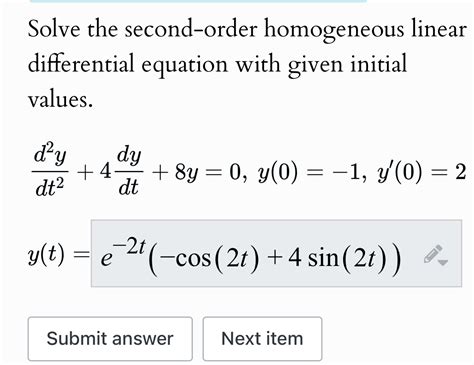 Solved Solve The Second Order Homogeneous Linear