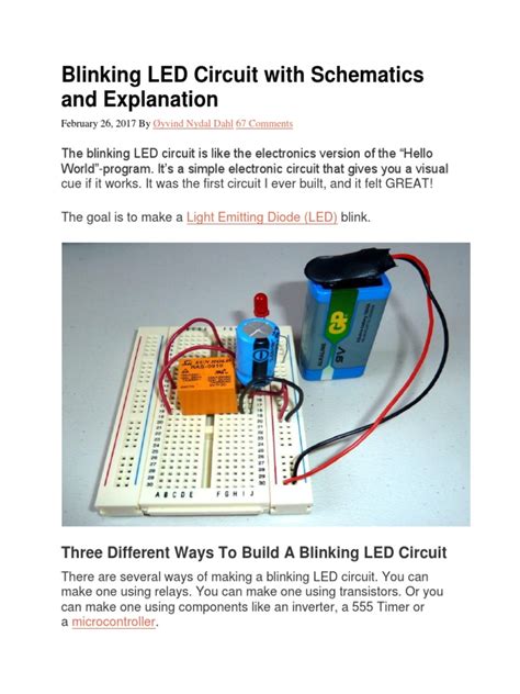 Blinking Led Circuit With Schematics And Explanation Pdf Components