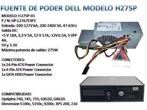 Fuente de alimentación para PC Dell H275P 01 275W MercadoLibre