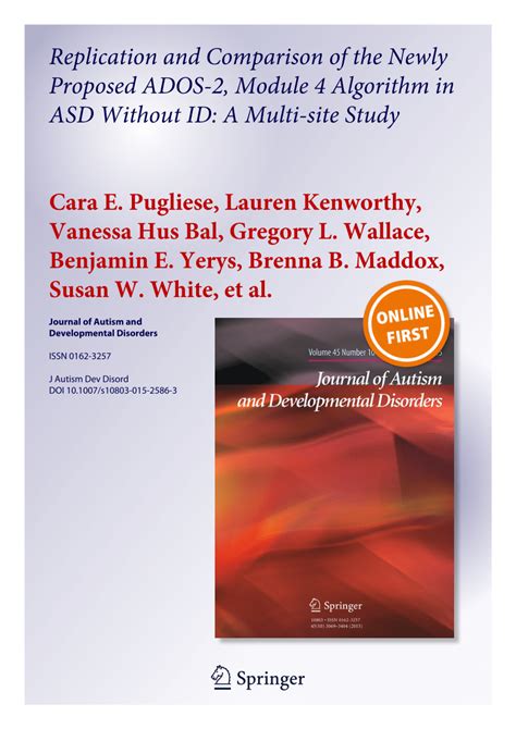 Pdf Replication And Comparison Of The Newly Proposed Ados 2 Module 4 Algorithm In Asd Without