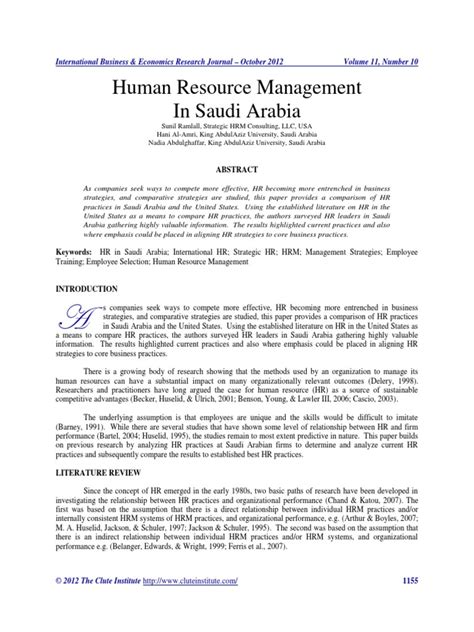 Hrm In Saudi Arabia Pdf Human Resource Management Survey Methodology