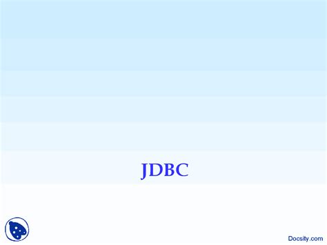 Jdbc Advanced Computer Programming Lecture Slides Docsity