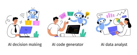 Premium Vector Set Of Vector Illustrations With People Using Ai In Business Decision Making