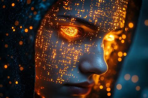 a blue digital hacker with glowing binary code ai in cybersecurity