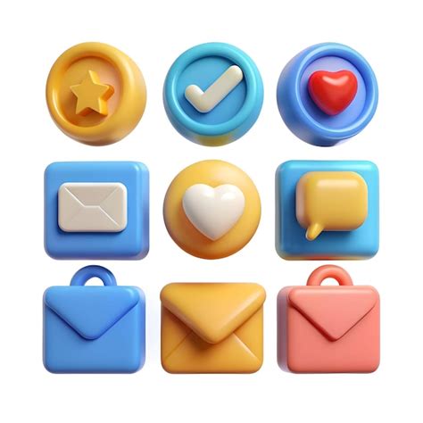 a set of nine colorful 3d icons representing various social media