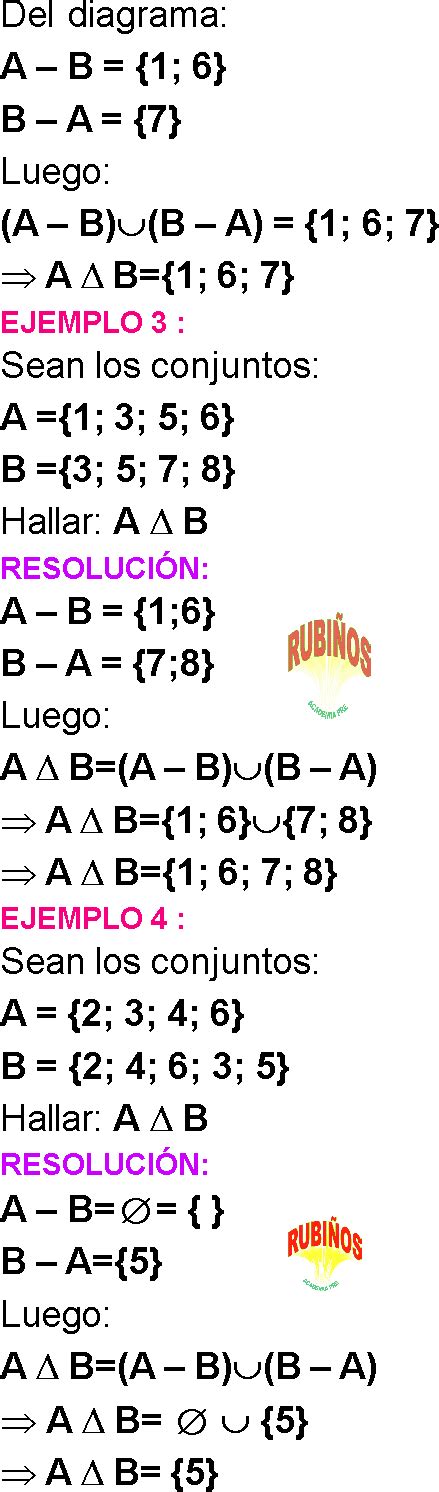 Diferencia SimÉtrica Ejemplos Y Ejercicios Resueltos Pdf Conjuntos