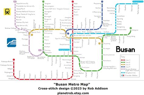 Busan Metro Map Cross Stitch Pattern South Korea Subway Chart Pdf