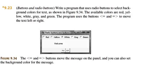 923 Buttons And Radio Buttons Write A Program That Uses Radio Buttons To Select Background
