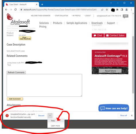errmsg unable to download files attached to support cases