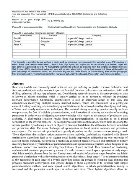 Pdf History Matching Using Hybrid Parameterisation And Optimisation