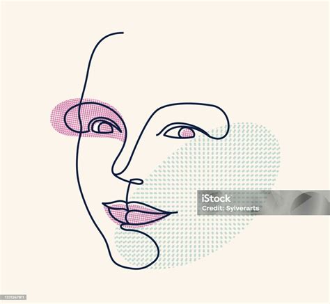 추상적 인 얼굴 소녀 벡터 초상화 추상 미술 여성 머리 손으로 최소한의 현대 작품을 그린 인간의 얼굴 추상화 사람 얼굴에 대한