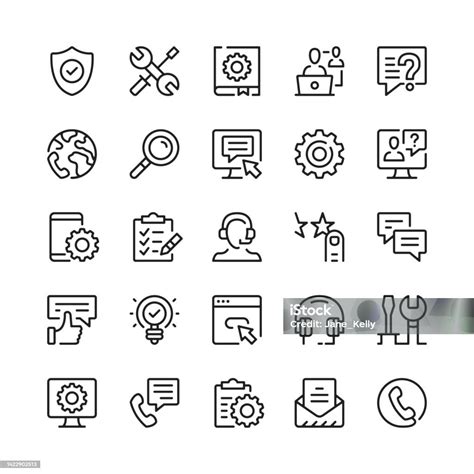 Technical Support Line Icons Outline Symbols Vector Line Icons Set Stock Illustration Download
