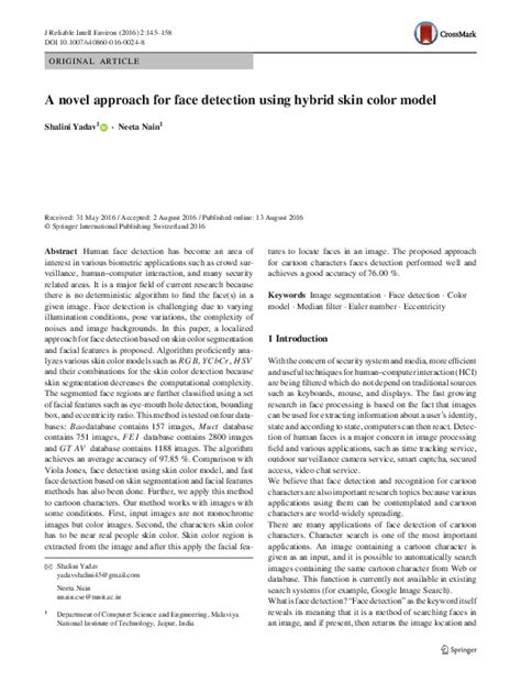 Pdf A Novel Approach For Face Detection Using Hybrid Skin Color Model