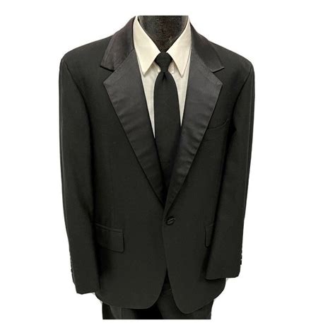 Vtg 60 S Bespoke Black Silk Tux Sport Coat Tuxedo Pro… Gem