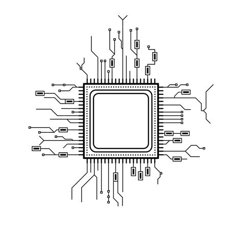 Premium Vector Abstract Black Simple Line Cpu Computer Technology Doodle Outline Element