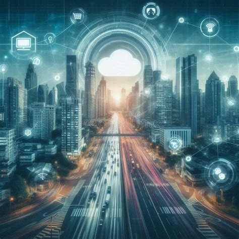 The Internet Of Things Smart Cities Wireless Networks And Abstract Visual Image Stock