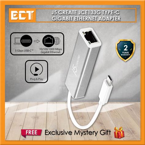 J Create Jce G Usb Type C To Rj Gigabit Lan Port Ethernet Converter Adapter