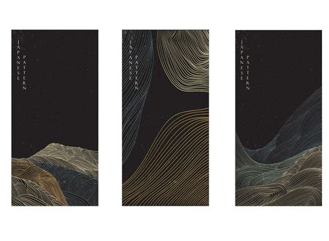 Japanese Background With Hand Drawn Line Wave Pattern Vector Abstract