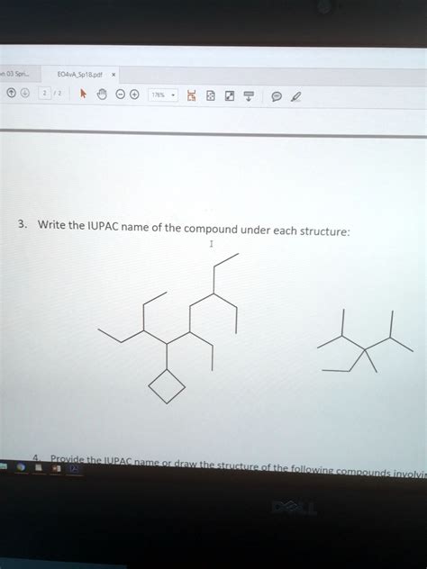 3 Write The Iupac Name Of The Compound Under Each Structure 4